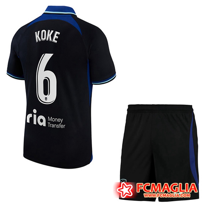 Nuova Maglie Calcio Atletico Madrid (KOKE #6) Bambino Seconda 2022/2023 ...