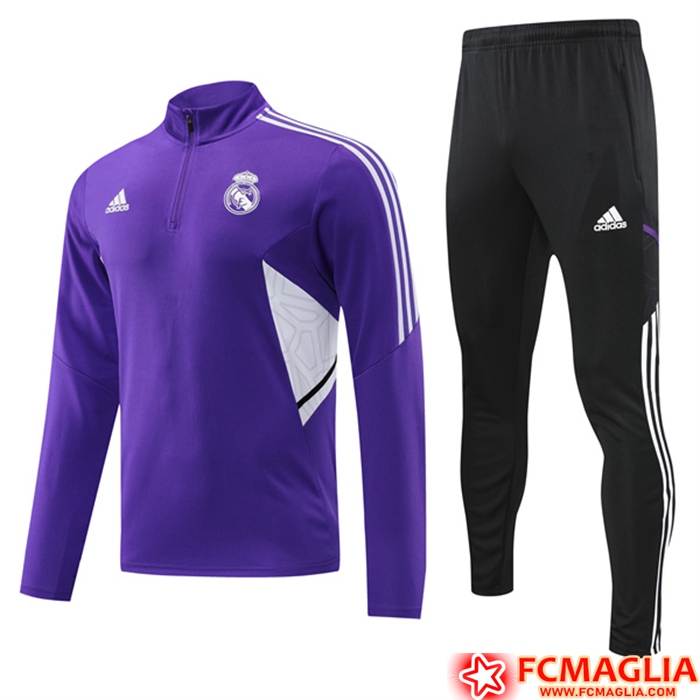 Nuova Insieme Tuta Calcio Real Madrid viola 2022/2023 Basso Prezzo