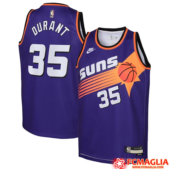 Nuove Maglia Phoenix Suns (DURANT #35) 2023/23 viola Classic Edition A Poco Prezzo
