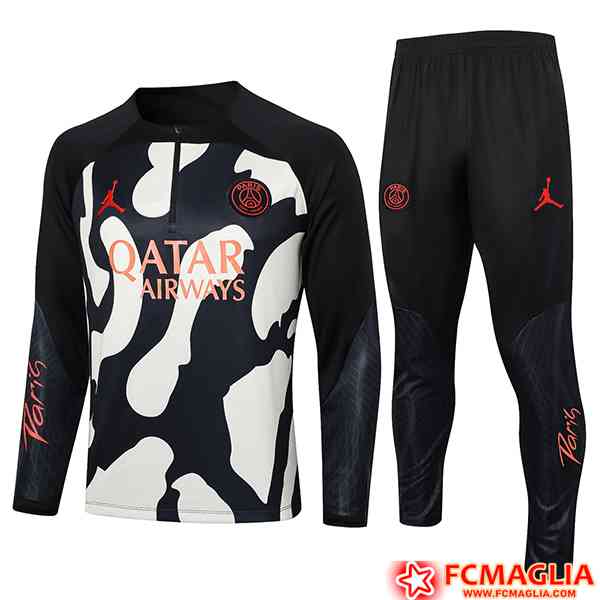 Nuove Insieme Tuta Calcio Jordan PSG Nero/Beige 2024/2025 A Poco Prezzo