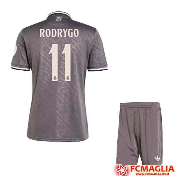 Numeri Maglie Calcio Real Madrid (RODRYGO #11) Bambino 2024/2025 Terza ...